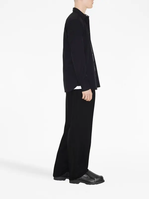Burberry Logo-embroidered Long-sleeve Shirt - Black