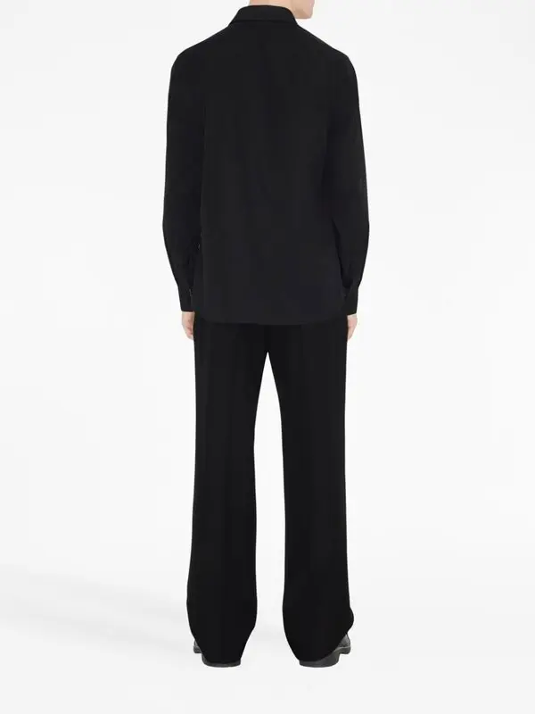 Burberry Logo-embroidered Long-sleeve Shirt - Black