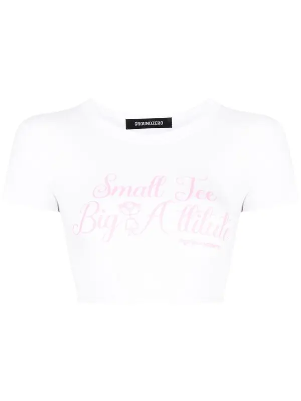 GROUND ZERO Slogan-print Cropped T-shirt - White