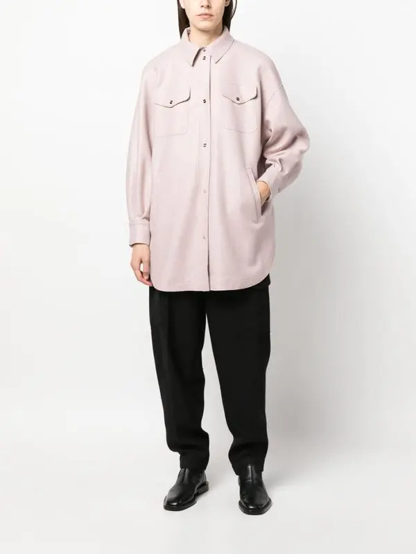 Herno Felted-finish Virgin Wool Shirt - Purple