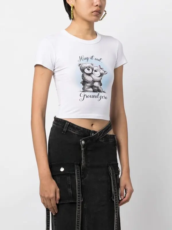 GROUND ZERO Slogan-print Cropped T-shirt