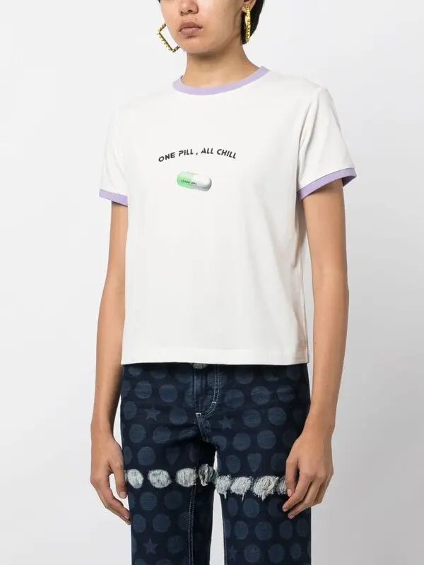 GROUND ZERO Slogan Print T-shirt - White