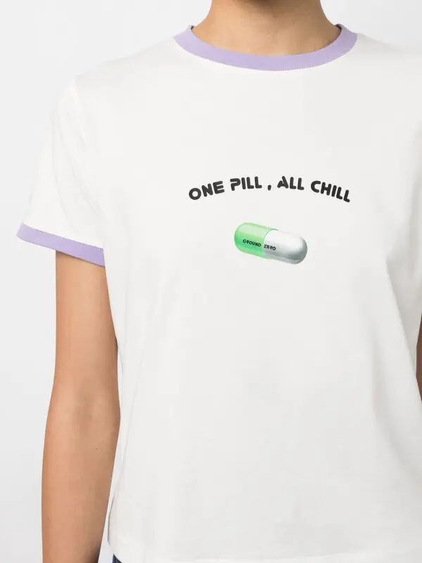 GROUND ZERO Slogan Print T-shirt - White