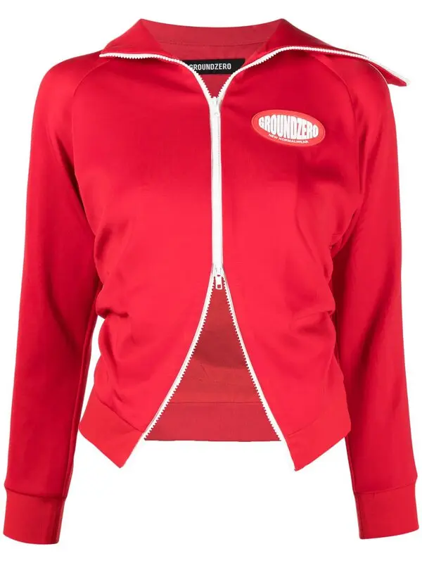 GROUND ZERO Logo-patch Zip-up Jacket - Red