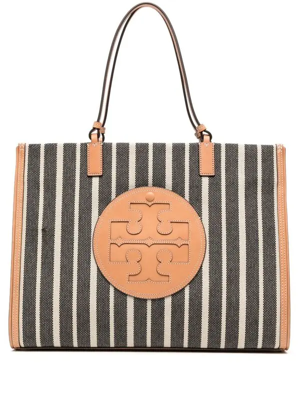 Tory Burch Ella Striped Canvas Tote Bag