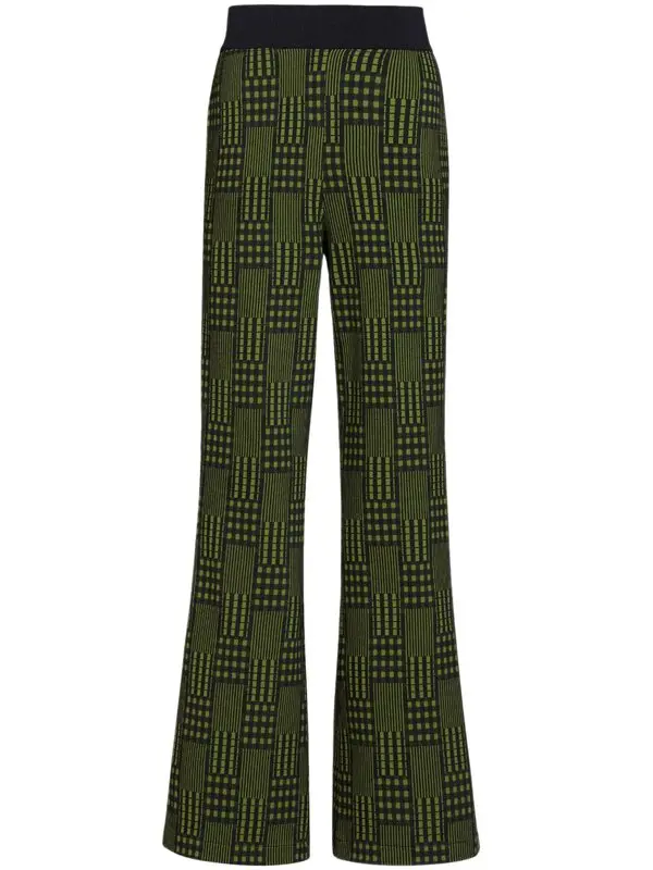 Marni Checked Jersey Flared Trousers