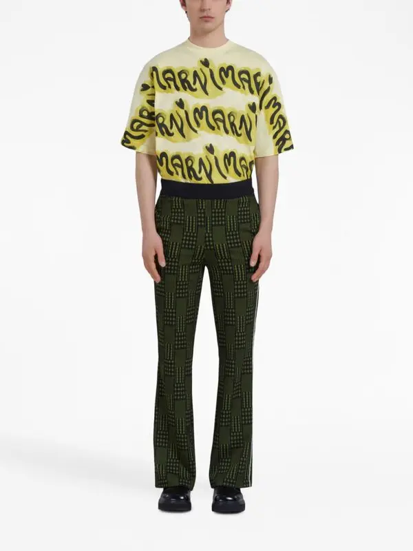 Marni Checked Jersey Flared Trousers