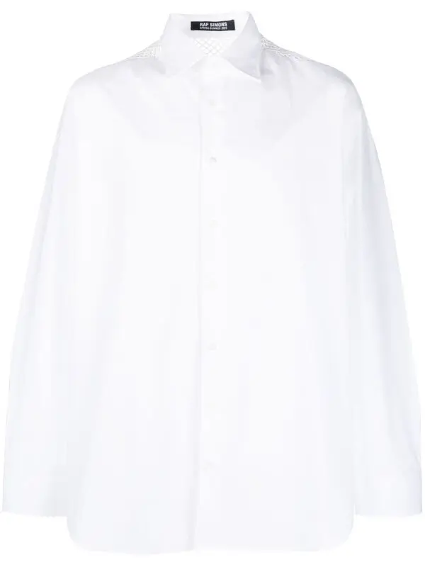 Raf Simons Mesh-detail Cotton Shirt - White