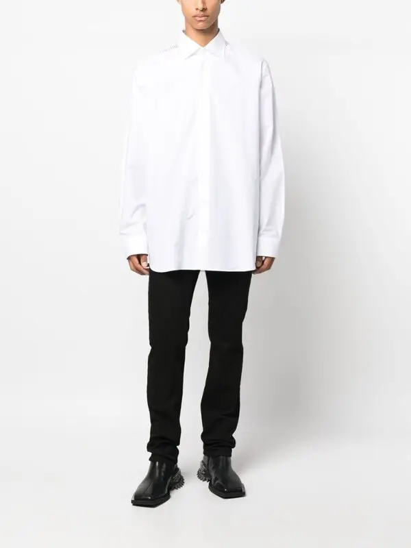 Raf Simons Mesh-detail Cotton Shirt - White