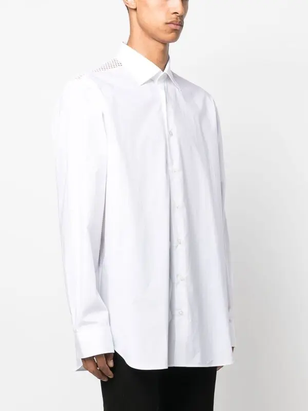 Raf Simons Mesh-detail Cotton Shirt - White
