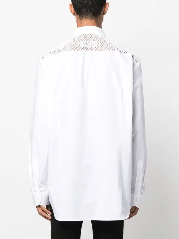 Raf Simons Mesh-detail Cotton Shirt - White