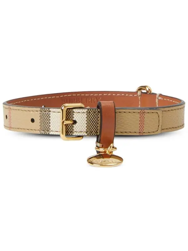 Burberry Small Check Dog Collar - Neutrals