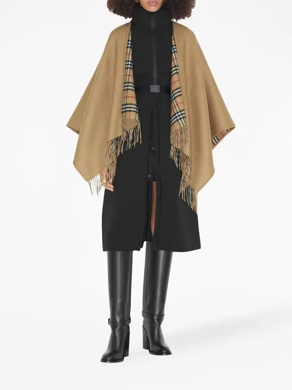 Burberry Check-pattern Reversible Wool Cape - Neutrals