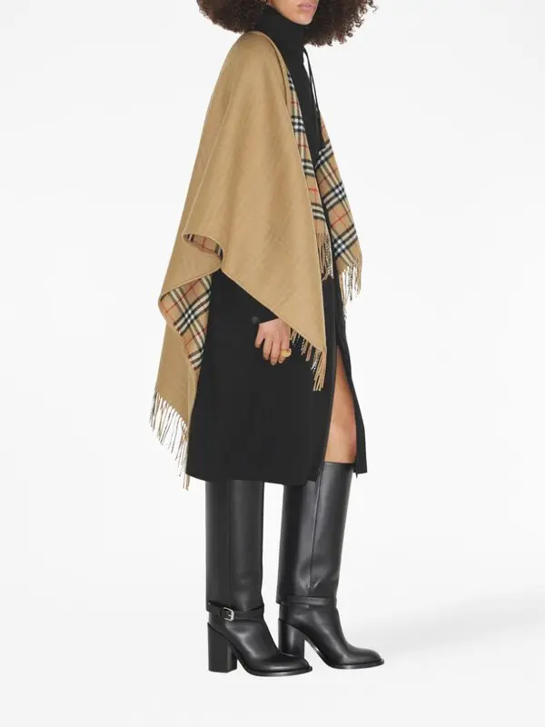 Burberry Check-pattern Reversible Wool Cape - Neutrals