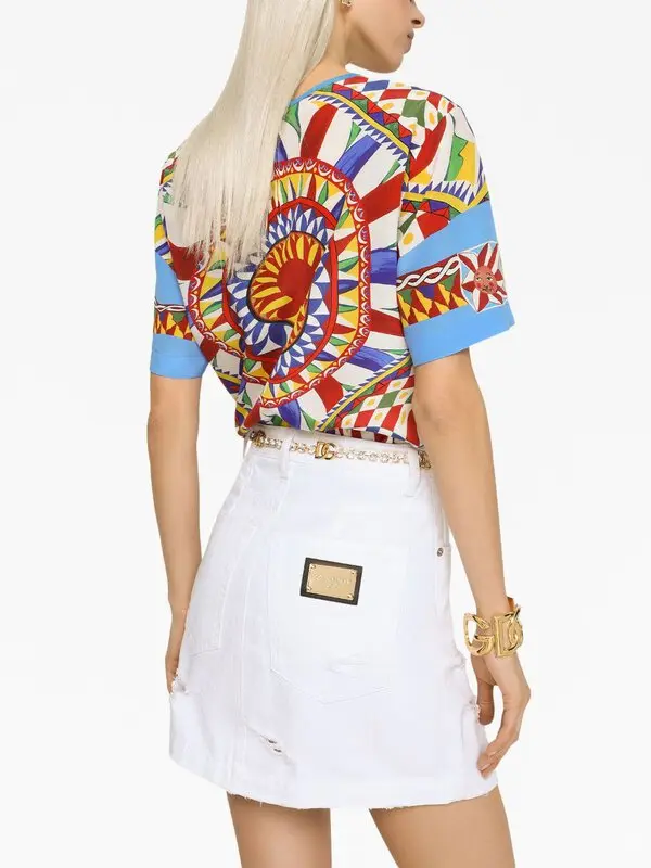 Dolce & Gabbana Distressed Denim Mini Skirt