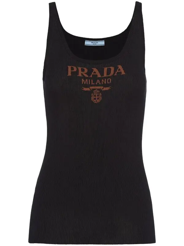 Prada Logo-print Silk Tank Top - Black