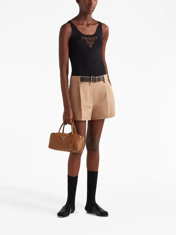 Prada Logo-print Silk Tank Top - Black