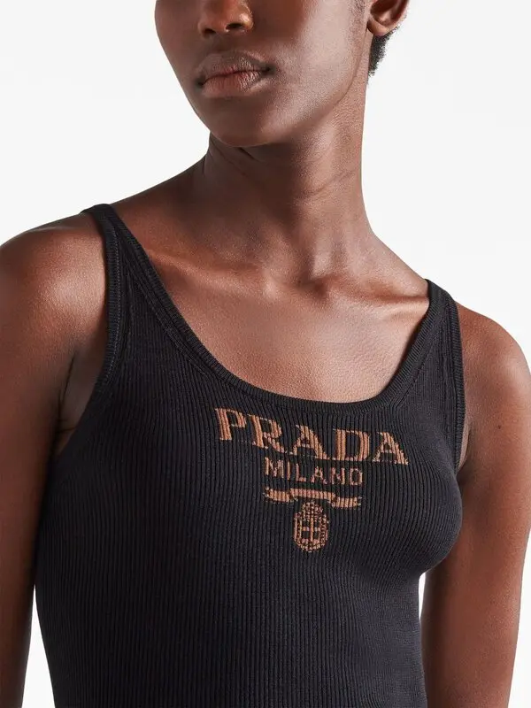 Prada Logo-print Silk Tank Top - Black