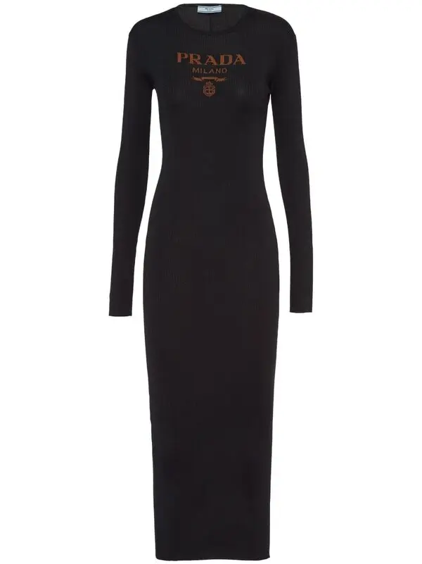 Prada Logo-print Silk Midi Dress