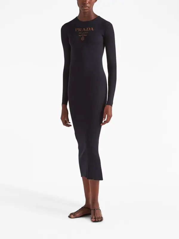 Prada Logo-print Silk Midi Dress