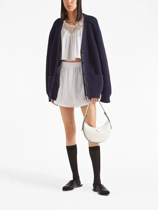 Prada Lace-trim Poplin Top