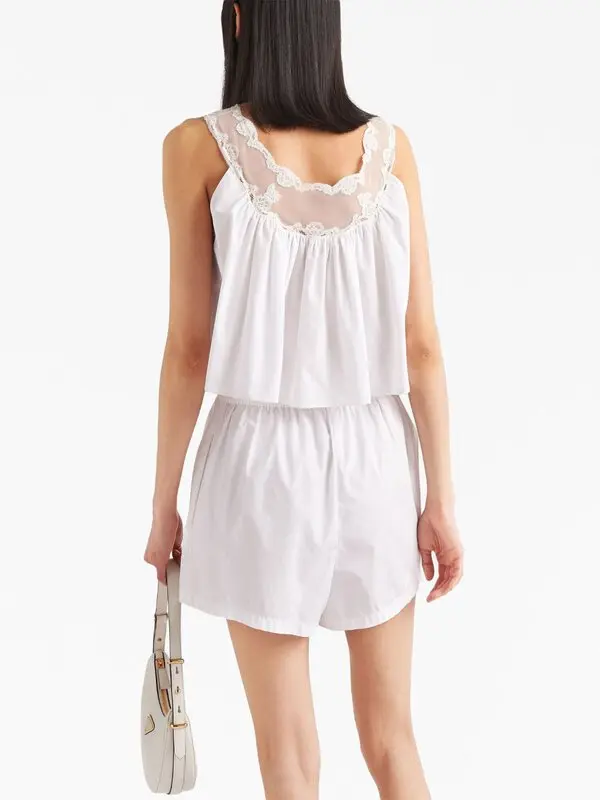 Prada Lace-trim Poplin Top