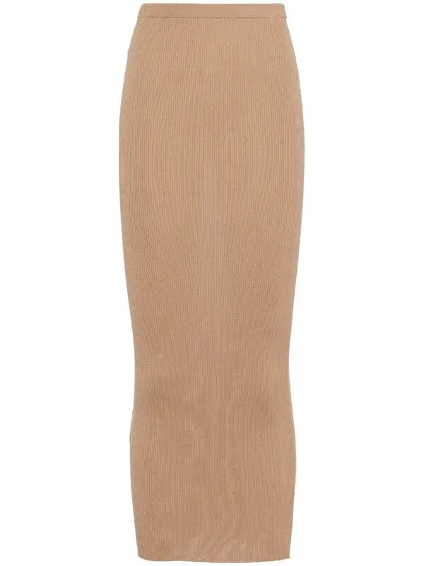 Prada High-rise Ribbed Silk Skirt