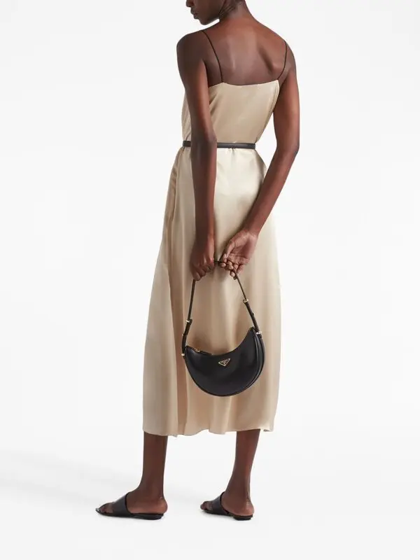 Prada Belted Satin Midi Dress