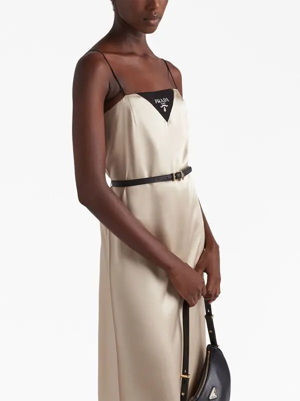 Prada Belted Satin Midi Dress