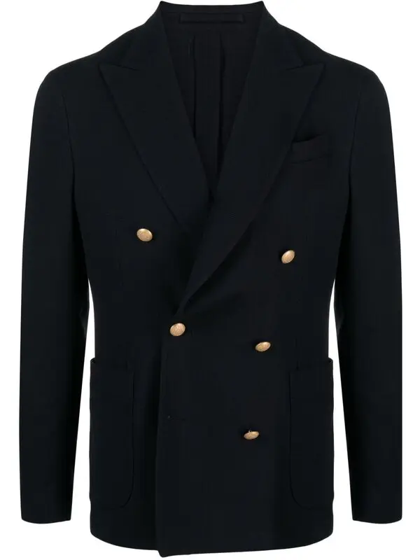 LARDINI Double-breasted Textured Blazer