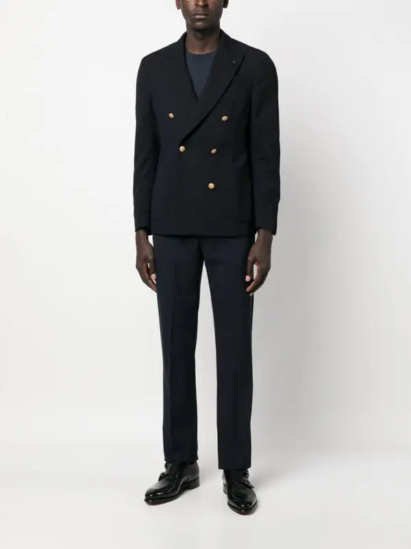 LARDINI Double-breasted Textured Blazer