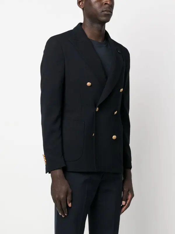 LARDINI Double-breasted Textured Blazer