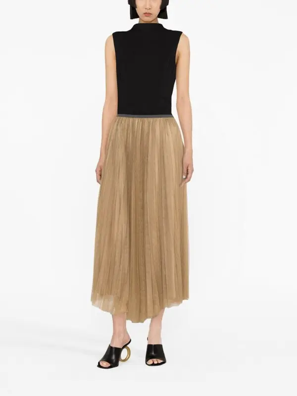 Fabiana Filippi Pleated Midi Skirt - Brown