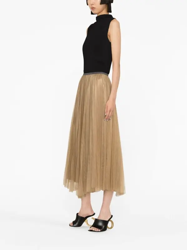 Fabiana Filippi Pleated Midi Skirt - Brown