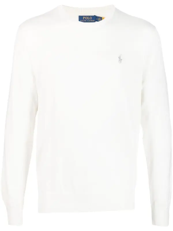 Polo Ralph Lauren Embroidered-logo Cotton-cashmere Blend Jumper - White