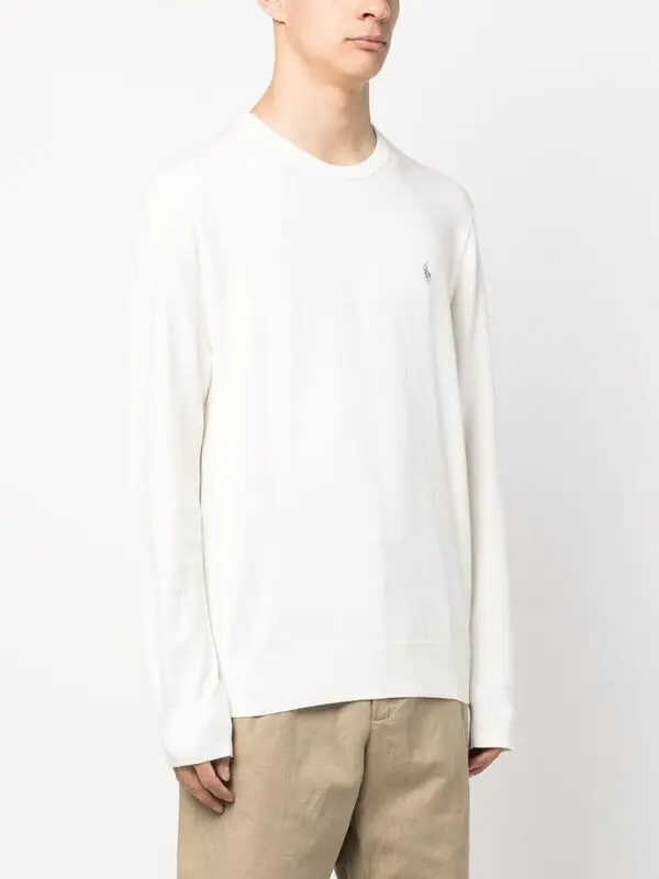 Polo Ralph Lauren Embroidered-logo Cotton-cashmere Blend Jumper - White