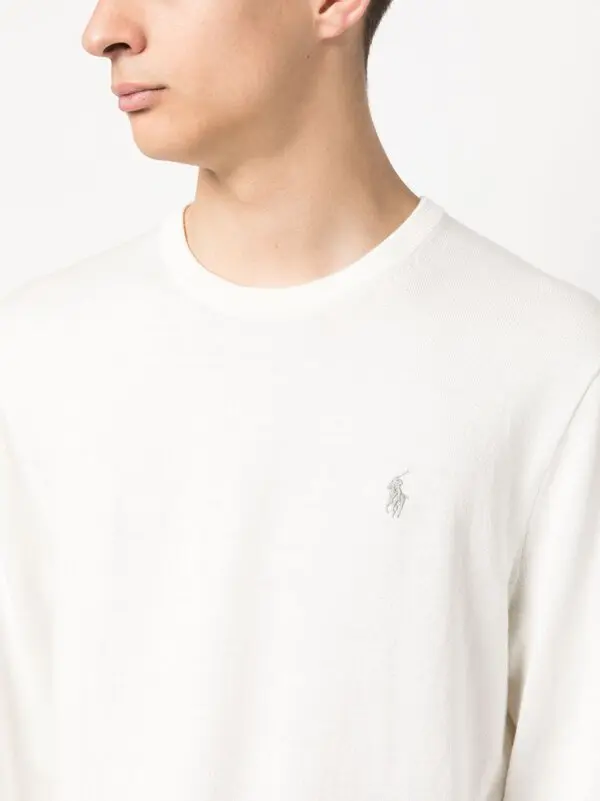 Polo Ralph Lauren Embroidered-logo Cotton-cashmere Blend Jumper - White