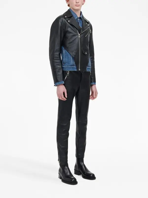 Alexander McQueen Leather Slim Fit Cropped Trousers