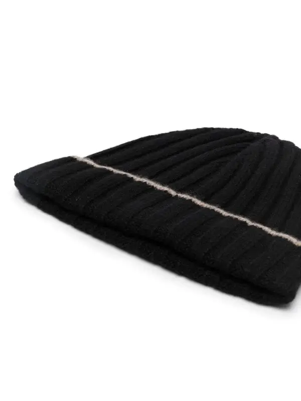 Brunello Cucinelli Cashmere Ribbed Beanie - Black