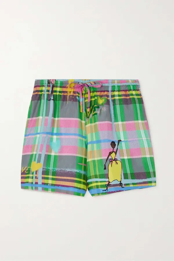 AZ FACTORY Chromatic Love Printed Silk Shorts - Green