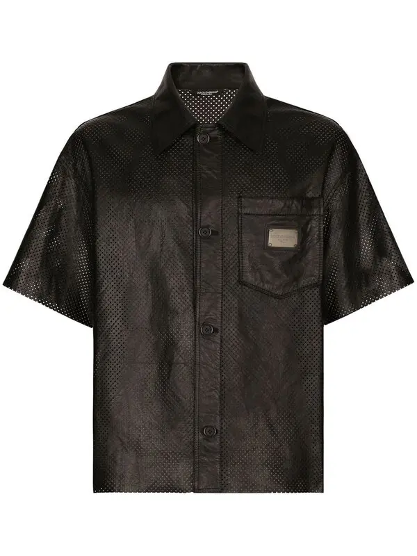 Dolce & Gabbana Logo-plaque Leather Shirt