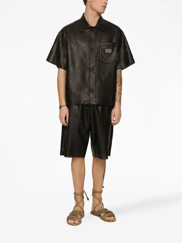Dolce & Gabbana Logo-plaque Leather Shirt