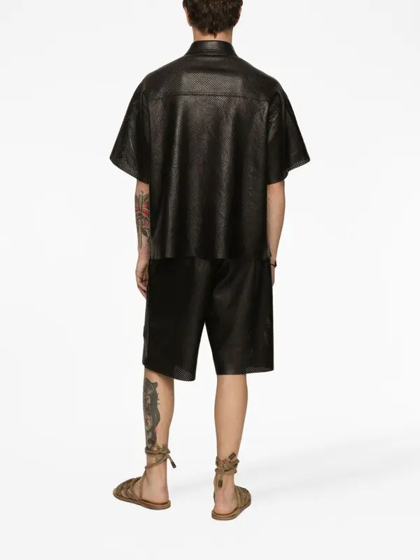 Dolce & Gabbana Logo-plaque Leather Shirt