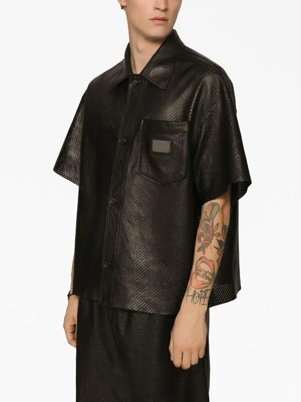 Dolce & Gabbana Logo-plaque Leather Shirt