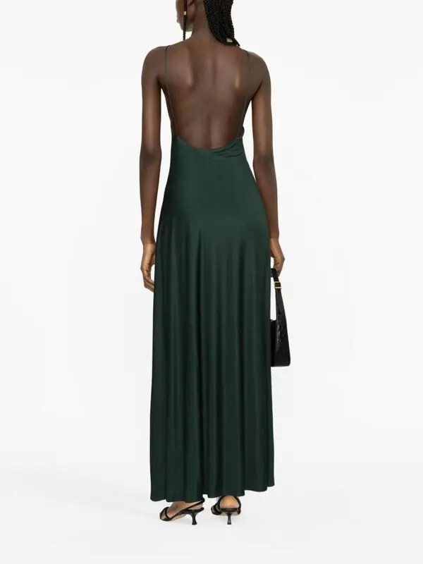 Saint Laurent Open-Back Pleated Axi Dress - Green | Editorialist