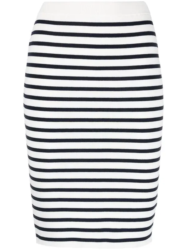 Remain Birger Christensen High-Waisted Striped Midi Skirt In White