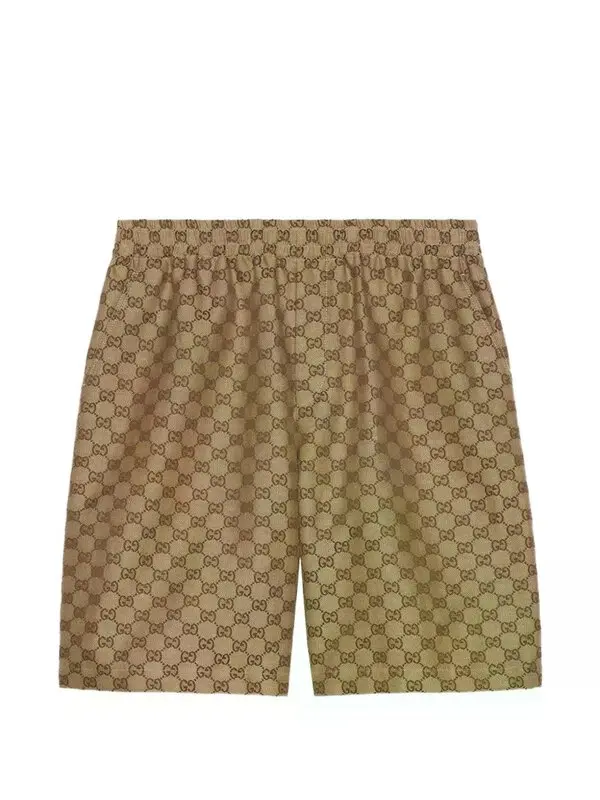 Gucci Gg Supreme Linen Shorts - Brown