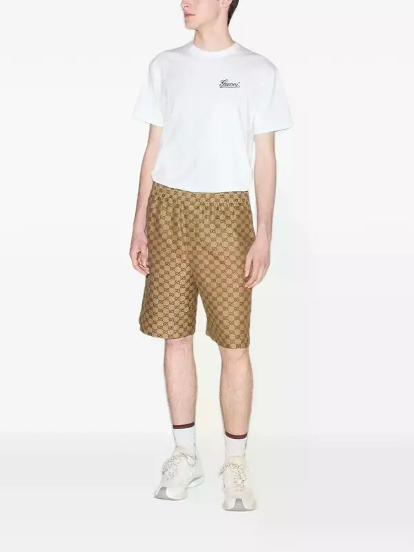Gucci Gg Supreme Linen Shorts - Brown