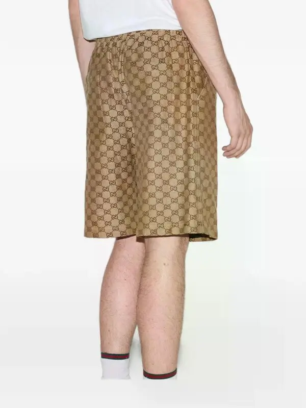 Gucci Gg Supreme Linen Shorts - Brown
