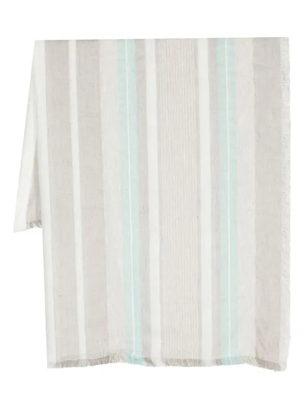 Peserico Striped Frayed-edge Scarf - Neutrals